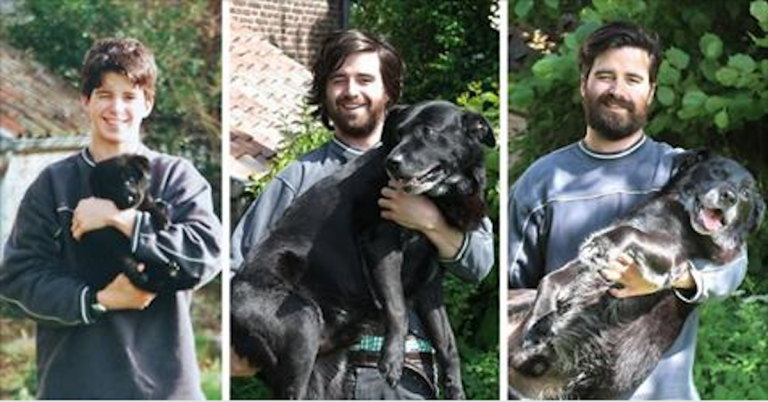 10 Before-And-After Pics Of Dogs And Their Owners Growing Old Together
